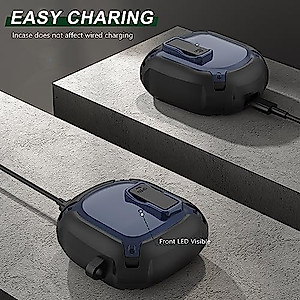 Halunbaby for Bose QuietComfort Earbuds II (2022) Case Cover with Secure Lock Clip Super Protective Hard Shell Shockproof Cover with Carabiner for Men Women Gift (Blue)