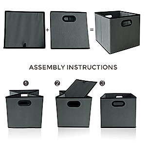 PACHIRA E-Commerce Cube Storage Bins, 12×12 Fabric Storage Boxes Drawers Cubes Container, Thick and Heavy Duty Organizer Baskets with Handles, 6 Pack, Greenish Grey