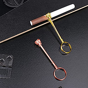 2 Pack 0.67 Inch Smoke Cigarette Blunt Joint Holders Ring Clip for Women Ladies Smoking Weed, Elegant Finger Ring Smoker Holder for Men,Rose&Gold Ciggaret Holder Great Gifts Protects Fingers