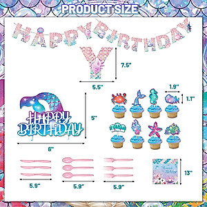 274 Pcs Mermaid Birthday Decorations, Mermaid Party Decorations for Girls, Mermaid Theme Party Set Include Banners, Mermaid Backdrop, Cake Toppers, Mermaid Balloons, Plates, Tableware