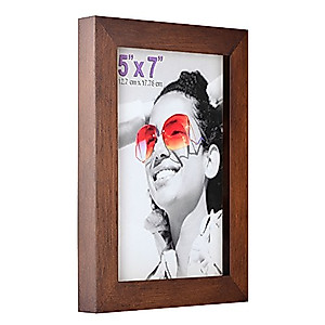 RPJC 5x7 Picture Frames Made of Solid Wood High Definition Glass for Table Top Display and Wall Mounting Photo Frame Brown