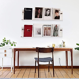 FPIGSHS 2 Pack- Acrylic Magazine Holder Wall Mounted， Clear Brochure Holder Magazine Rack， Record Holder, Hanging Bookshelf Literature Storage Shelf for Office,Church,Home Display (Size : 60cm)