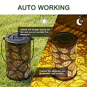 Large Solar Lanterns Outdoor Hanging Lantern Lights, 7.9" Tall LED Decorative Table Lights, Garden Decor Lights Waterproof for Patio, Yard, Pathway, Landscape