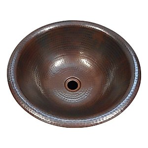 SimplyCopper 15" Round Drop In Rolled Edge Copper Bathroom Sink
