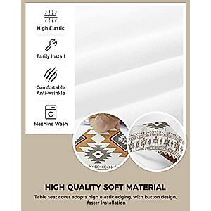 Vograud Seat Covers for Dining Room Chairs, Southwest Native American Tribal Totem Boho Fitted Stretch Jacquard Chair Seat Covers, Removable Washable Kitchen Dining Chair Slipcovers Protector Set