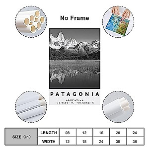 Patagonia Print Black And White Photo, Patagonia Wall Art, Patagonia Travel Poster, Patagonia Photo Canvas Art Poster And Wall Art Picture Print Modern Family Bedroom Decor Posters 24x36inch(60x90cm)