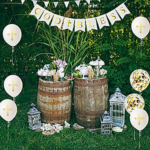 CHRORINE God Bless Banner Kit Baptism Decorations for Boys Girls, First Communion Banner Kit First Communion Confirmation Decorations