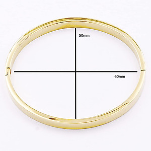 Lavencious Gold Plated Stainless Steel with CZ Stones Hinged Bangle 6mm Width Bracelets fow Women 7"(6mm Gold)