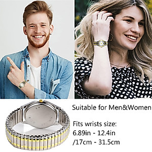 JewelryWe Mens Ultra Thin Easy Reader Watch with Elastic Strap Golden-Silver Watch