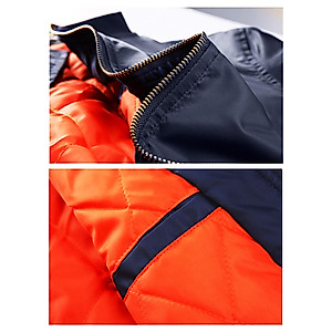 TACVASEN Mens Jackets Navy Bomber Jacket Winter Warm Coats Thicken Sportswear Zip pockets, S