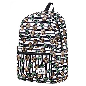 HotStyle TRENDYMAX Backpack for School Girls & Boys, Durable and Cute Bookbag with 7 Roomy Pockets, Pineapple&Stripe