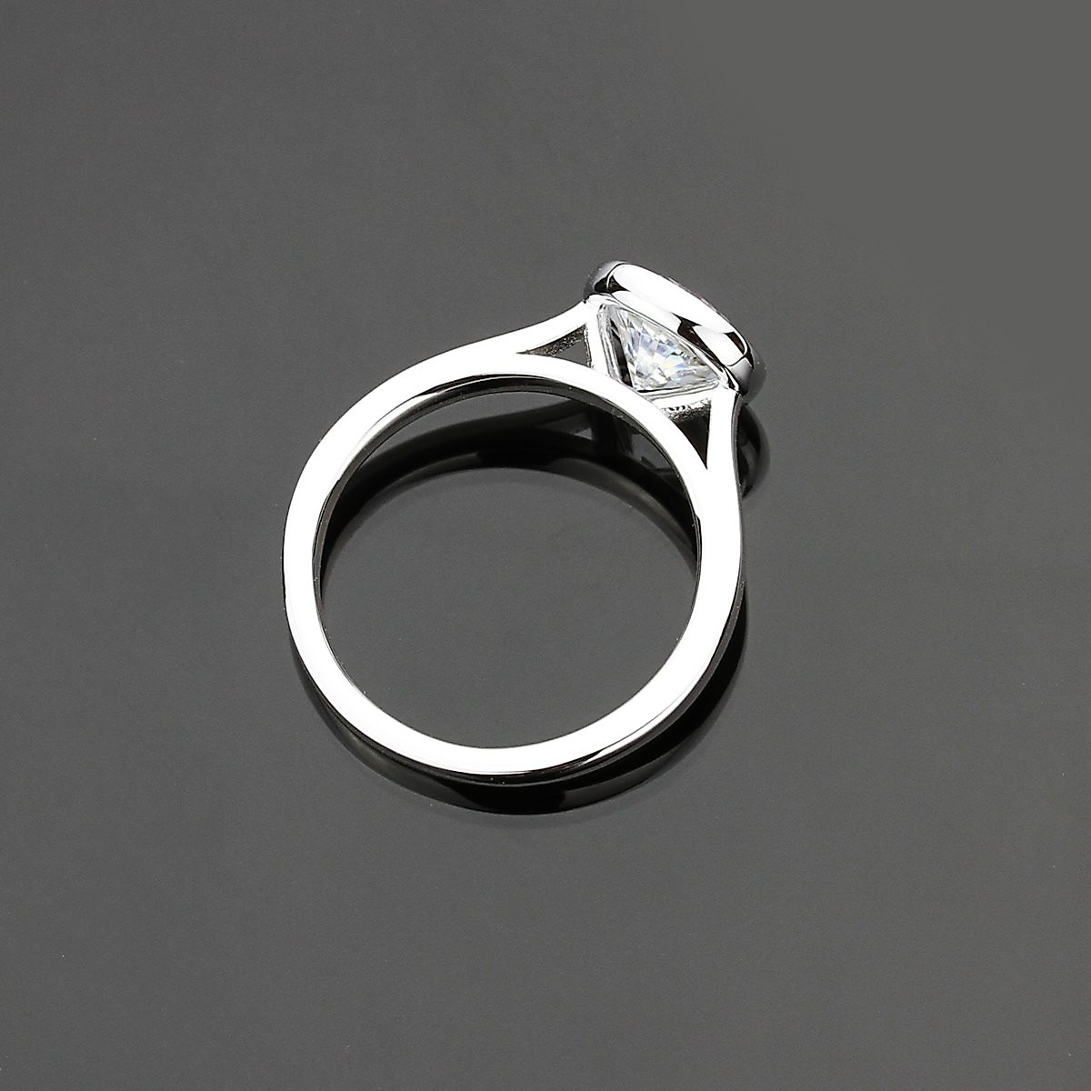 DoubleAccent Platinum Plated Sterling Silver Ring 2 CT Round CZ Stone Bezel Set Solitaire Wedding Engagement Ring (Size 5 to 9), 6