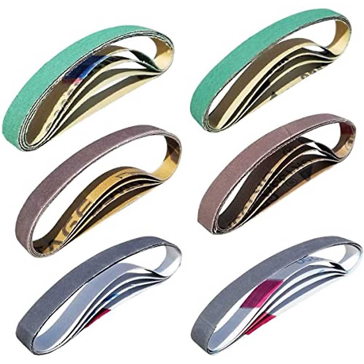 24 Pack 3/8" x 13" Replacement Sander Belt Kit for Astro Tools 3036 Air Belt Sander - 80/120/240/400/1000/1200 Grits Sanding Belt