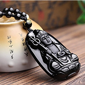 Natural Obsidian Pendant Monk Xuanzang Sanzo