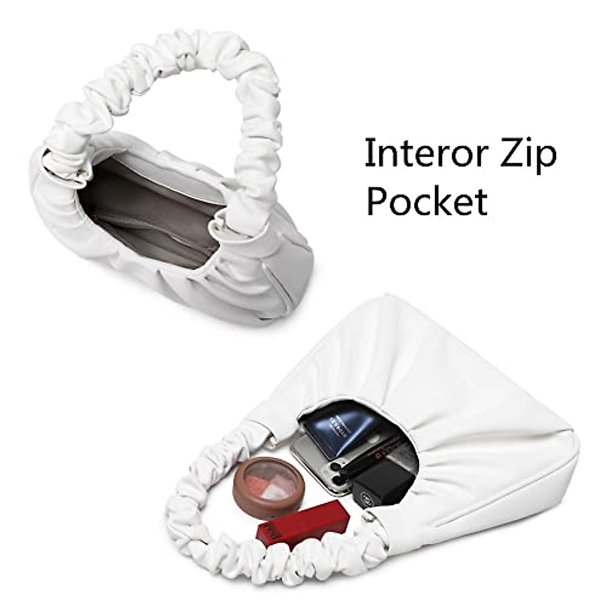 CYHTWSDJ fashionable for Women cute Hobo Tote handbag mini clutch with zipper (White-M)