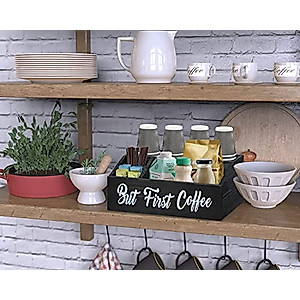 Wooden Coffee Station Organizer, Coffee Bar Accessories Organizer for Counter, Coffee Bar Bin Box, Coffee Pods Holder Storage Basket, Farmhouse Kitchen Coffee Bar Decor, Coffee Lovers Gift…