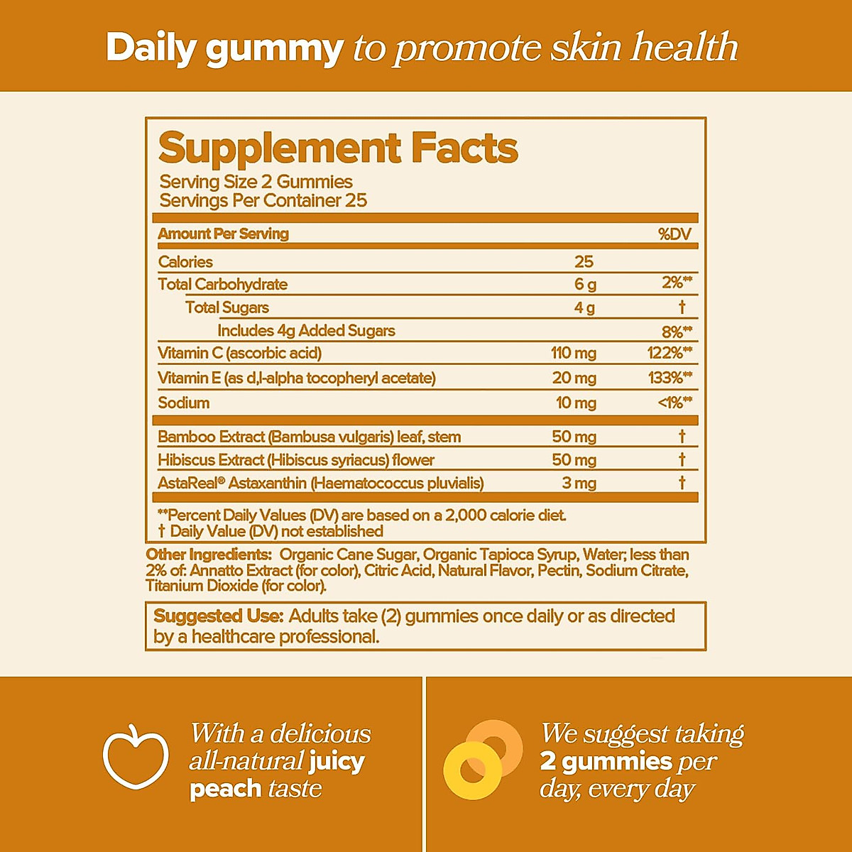 RETRO Gummy Glowing Skin Vitamins for Collagen Production - Astaxanthin, Vitamin E, Bamboo Extract, Hibiscus, & Vitamin C - Vegan Gummies for Smooth Skin & Hydration, 50 Count (Pack of 1)