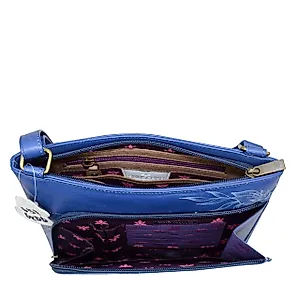 Anuschka Women's Original Hand-Painted Leather Crossbody with Front Zip Organizer & RFID Card Protection, Garden of Delights