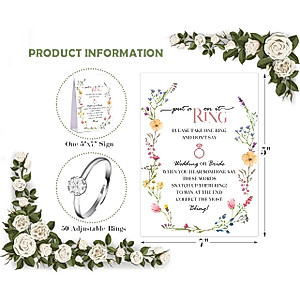 Boho Wildflowers Don't say Bride or Wedding Game, Put a Ring on It Bridal Shower Game with 50 Fake Rings, Bridal Shower Decorations, Wedding Shower or Bachelorette Party Supplies - 11