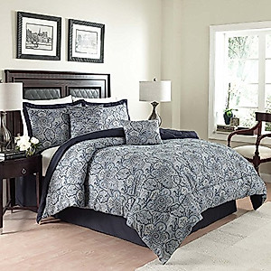 Waverly Paddock Modern Farmhouse 6-Piece Comforter Set, King, Porcelain