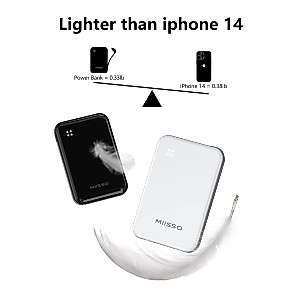 REDISONA Small Portable Charger 4500mAh Power Bank with Built-in Cable, Mini External Battery Pack Compatible with iPhone 14/14 Pro/14 Plus/14 Pro Max/13/12/11/X/8/7/6 Airpods, White