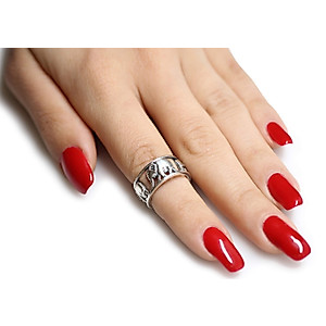 CloseoutWarehouse 925 Sterling Silver Elephant Carousel Ring Size 8