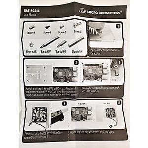 Micro Connectors Four (4) Layer Stackable Acrylic Raspberry Pi 3 Case for Model B B+ and Pi 4 Enclosure with Fan and Heatsinks - Clear (RAS-PCS46)