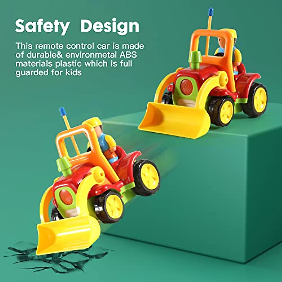LOVE LIFE Cartoon RC Construction Car with Lights and Music Electric Radio Control Toy Remote Control Car for Babies Kids Toddlers Boys Girls