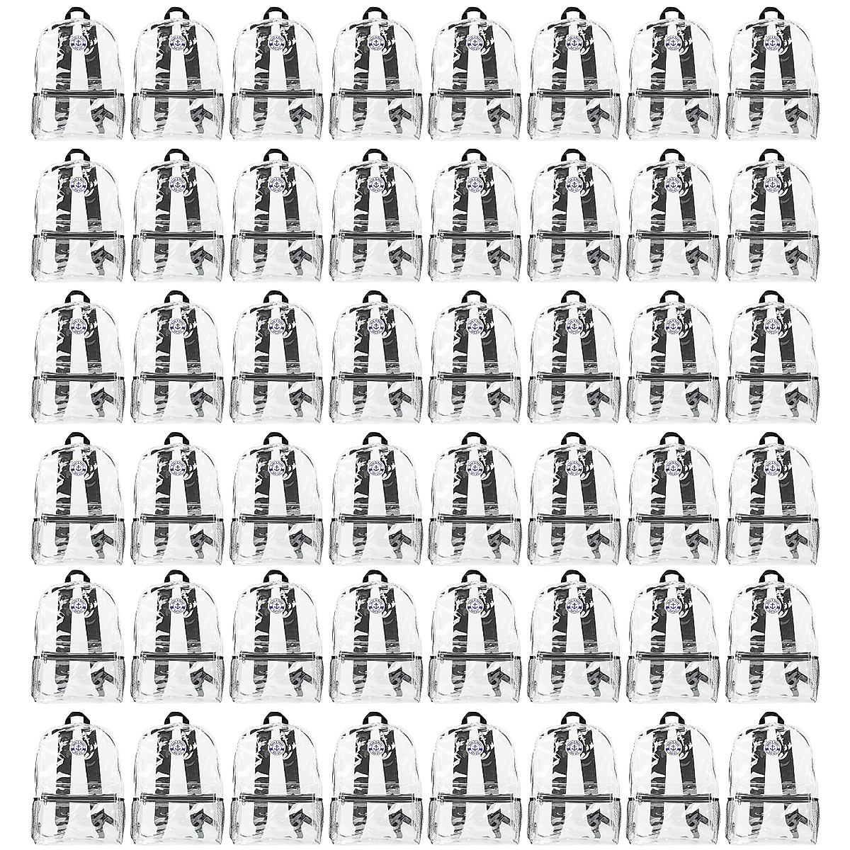 Yacht & Smith 48 Pack Clear Transparent Backpacks, Bulk 17 inch Lightweight Outdoor Travel Gym Corporate Events Bag