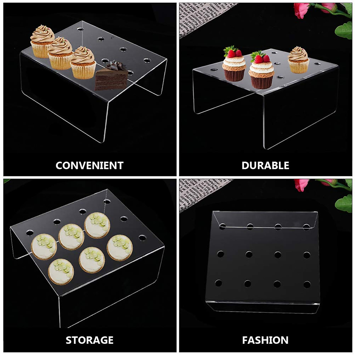 DOITOOL 1 Set 12 Hole Push Pop Cake Stand and Clear Push- up Cake Pop Shooter Plastic Containers for Wedding Baby Shower Birthday Parties