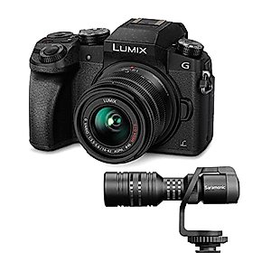 Panasonic LUMIX G7 Mirrorless Camera with 14-42mm f/3.5-5.6 Lens (Black) Bundle with Saramonic Vmic Mini Ultracompact Camera-Mountable Shotgun Microphone (2 Items)