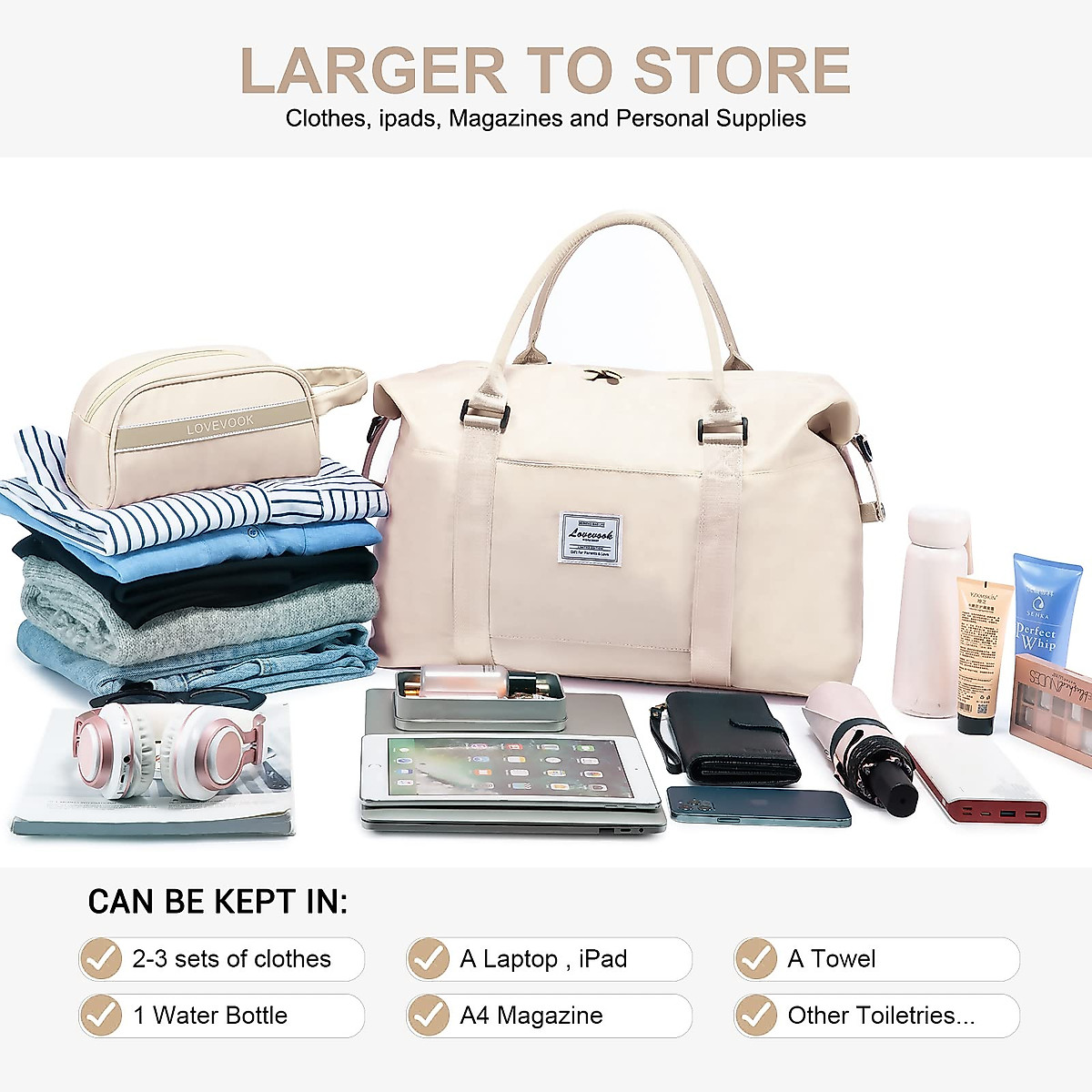 LOVEVOOK Weekender Bag for Women Cute Travel Tote Gym Duffel Bag with Toiletry, Carry On Bag Overnight Bag with Wet Pocket Hospital Bag for Labor and Delivery