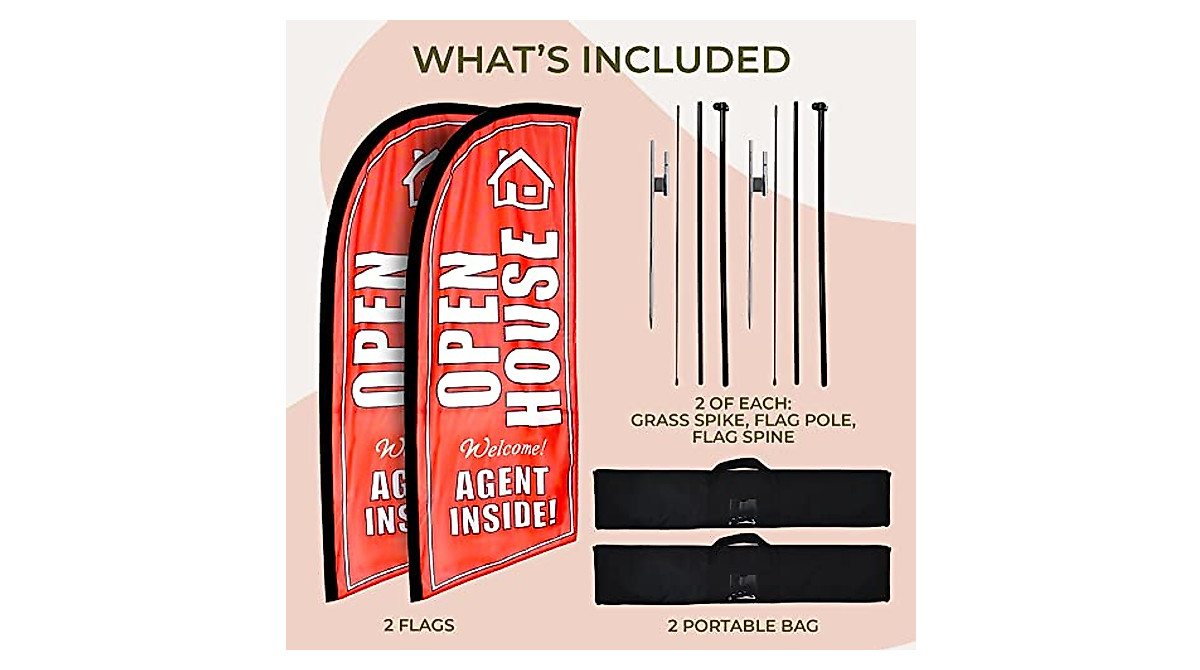 Eye-Catching Open House Flags - 2 Pack for Realtors