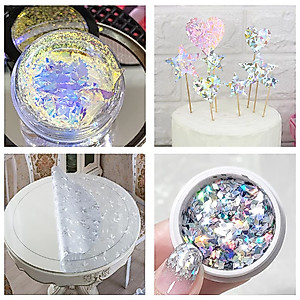 HYANG Transparent Rose PVC Super Clear Holographic Vinyl Faux Leather Sheets 1 Roll 12" x 53" (30cm x 135cm) for DIY Bows Earrings Bags DIY Crafts Making