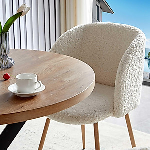 Homedot 3 Pieces Dining Table Set for 2, Home Kitchen Round Dining Table with Thick Tabletop and 2 Upholstered Arm Chairs, Faux Wood Round Table with Comfy Accent Chair for Living Room,Restaurant