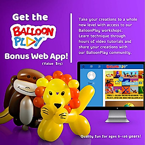 Deluxe Balloon Animal Kit with Web App 150 Balloons Balloon Pump Stickers Markers