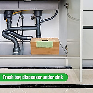 Trash Bag Dispenser For Plastic Bags, Garbage Bag Organizer Roll Holder Under Sink, Bamboo Wall Mounted Trash Bag Organizer for Cabinet Kitchen Countertop - Standard