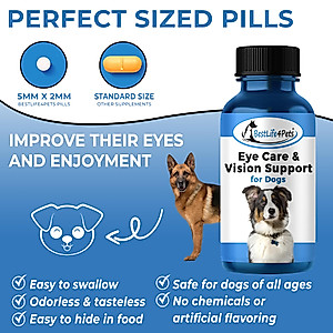 Eye Care and Vision Support Dog Supplement - Natural Eye Infection Treatment Relieves Conjunctivitis, Swelling, Discharge, and More - Stop The Dog Eye Drops Struggle with Easy to Use Pills
