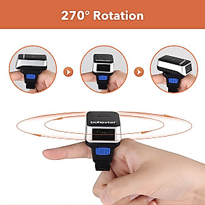 Trohestar Bluetooth Barcode Scanner, Wearable Mini CCD Wireless Ring Barcode Scanner Portable 1D Bar Code Reader Inventory Scanner Work with Windows iOS Android Linux Mac OS