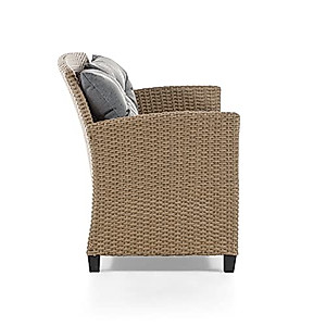 Muse & Lounge Co. Mobler Transitional Steel Frame and All-Weather Wicker 48 in. Wide 2-Seater Patio Loveseat for Outdoor, Garden, Poolside, Balconies, Natural Brown