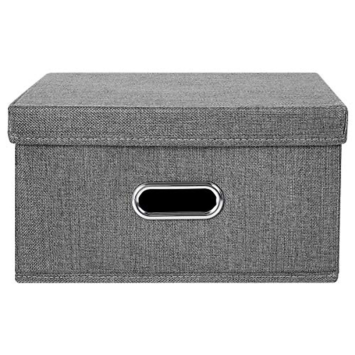 ANMINY Storage Box with Handles Removable Lids PP Plastic Board Foldable Lidded Cotton Linen Home Storage Cubes Bins Baskets Closet Clothes Toys Organizer Containers - Gray, Small Size