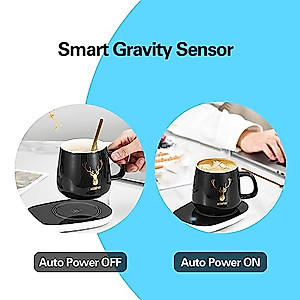 ZIHHO Coffee Mug Warmer, Black Cup Warmer Tea Milk Water Beverage Drink Candle Warmer Electric Plate with Auto Shut Off Smart Temperature Heating Control at 131℉/55℃ for Desk Office Home Use as Gift