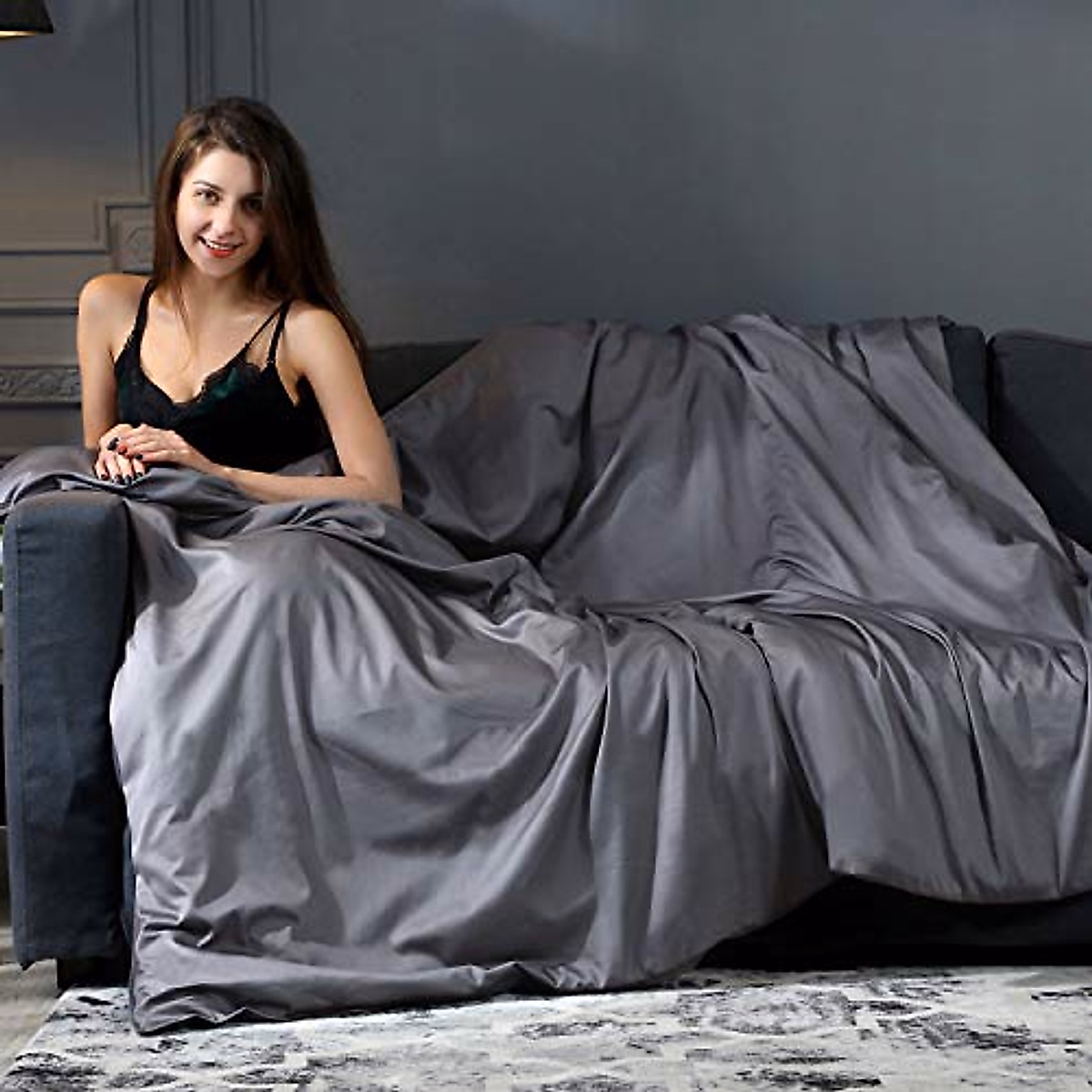 DECOSY Removable Duvet Cover for Weighted Blanket 丨 100% Cotton Duvet Cover 丨 Machine-Washable Cover for Heavy Blanket 丨 48"x72", Dark Gray