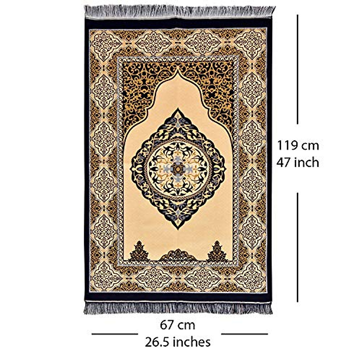 POLAT Muslim Prayer Rug in Kaaba Design Gift Box - Double Sided Prayer Mat Muslim for Men and Women - Perfect Ramadan Gifts - Special Turkish Design Portable Prayer Mat and Prayer Beads 99 (KaabaBox)