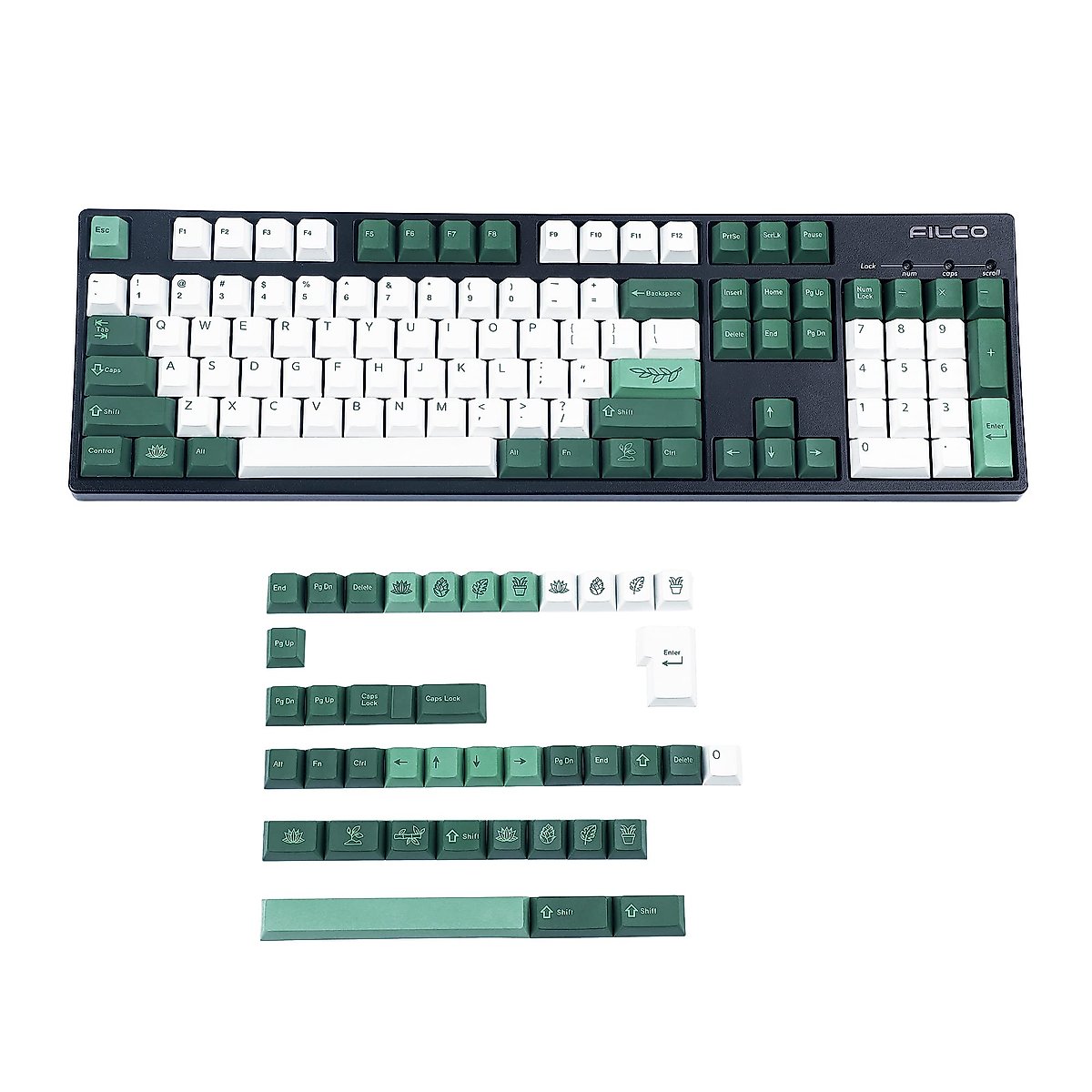 144 Keys Botanical Cherry Profile PBT Dye Sub Keycaps for MX Mechanical Keyboard GMMK Filco Ducky 104 TKL GK61 KBD75 96 GK64 68 (144 Key Botanical)