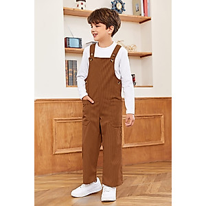 Ciaorbis Kids Girl Boy Corduroy Overall Solid One-Piece Pants with 2 Pocket Suspender Trousers 4-6Years