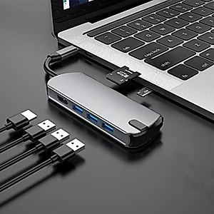 Leya-US Spare Part T1906 6 in 1 Multi-Function Type-C/USB-C HUB Expansion Dock (Color : Grey)