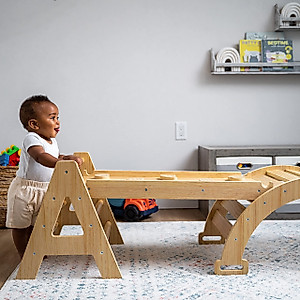 Avenlur Maple 5-in-1 Montessori Climbing Set - Baby Climbing Gym - Foldable Triangle Ladder, Rock Climbing Ramp, Arch Climber, Slide, Rocker - Indoor Gym for Ages 3mo to 36mo