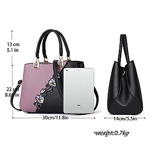ELDA Purses and Handbags for Women Embroidery Top Handle Satchel Fashion Ladies Shoulder Bag Tote Purse Messenger Bags