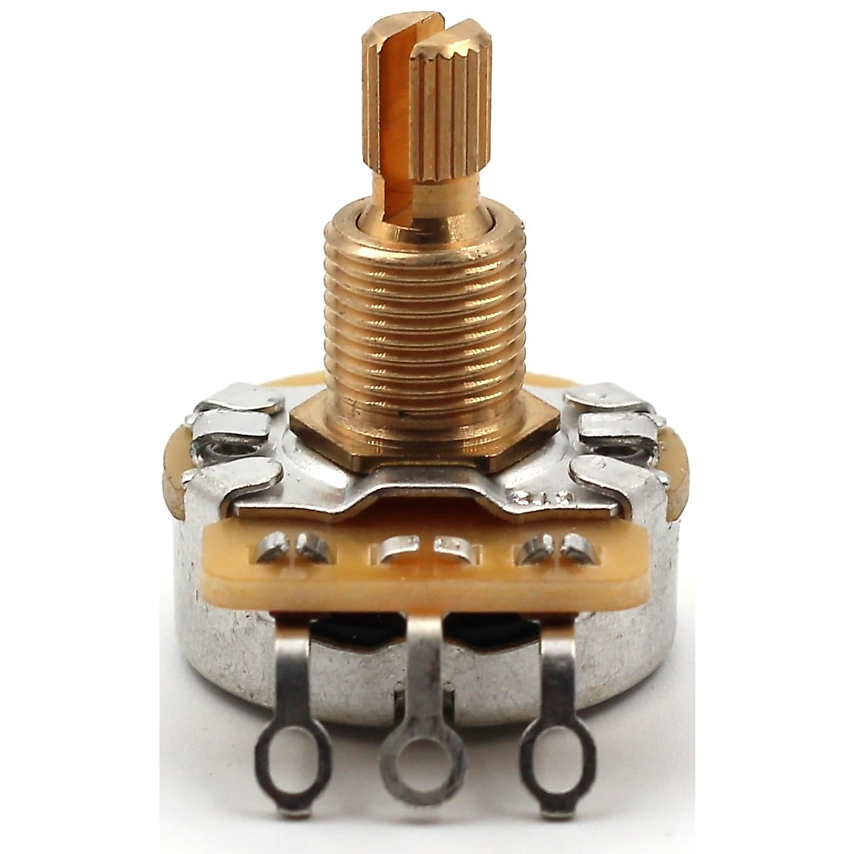 CTS 500k pot, 500k potentiometer guitar potentiometer for volume and tone, short Split Shaft Audio Taper Pots - Set of Four (4X) - 10% Tolerance - TAOT The Art Of Tone